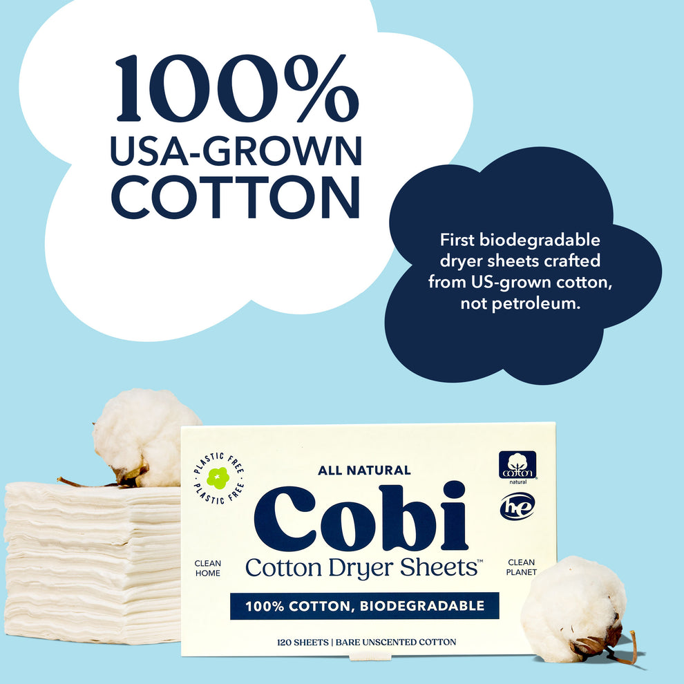 Eco-Friendly Cotton Dryer Sheets for Static-Free, Soft Laundry – Cobi Clean